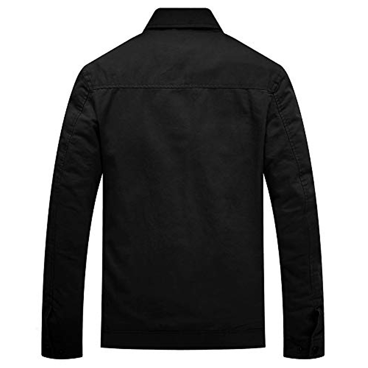 WenVen Men's Casual Canvas Cotton Lightweight Military Jacket (Black,M)