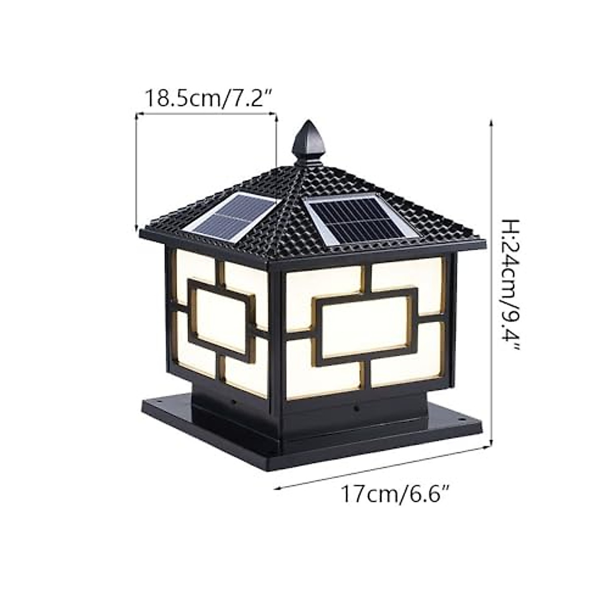 MODEBHD Outdoor Solar LED Pillar Light, Waterproof IP65 Villa Garden Park Post Lamp, On/Off, Patio Garden Post Lantern, Die-cast Aluminum Lamp Holder Traditional Landscape Lighting