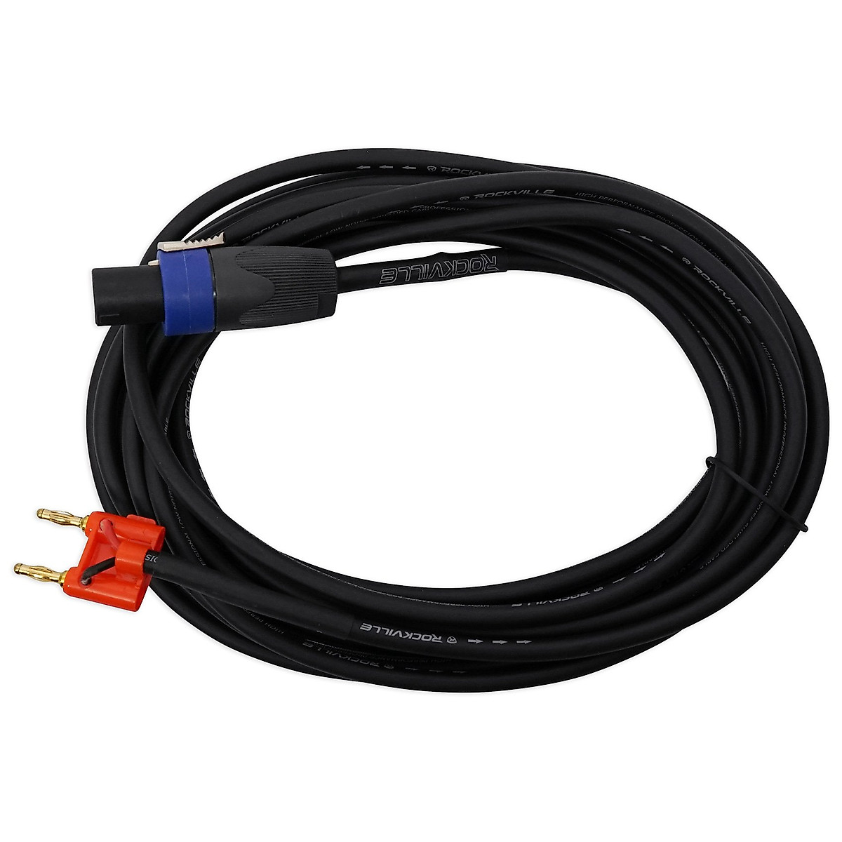 Rockville 20 Foot Speakon to Banana Speaker Cable, 16 Gauge, 100% Copper (RSB16),Black