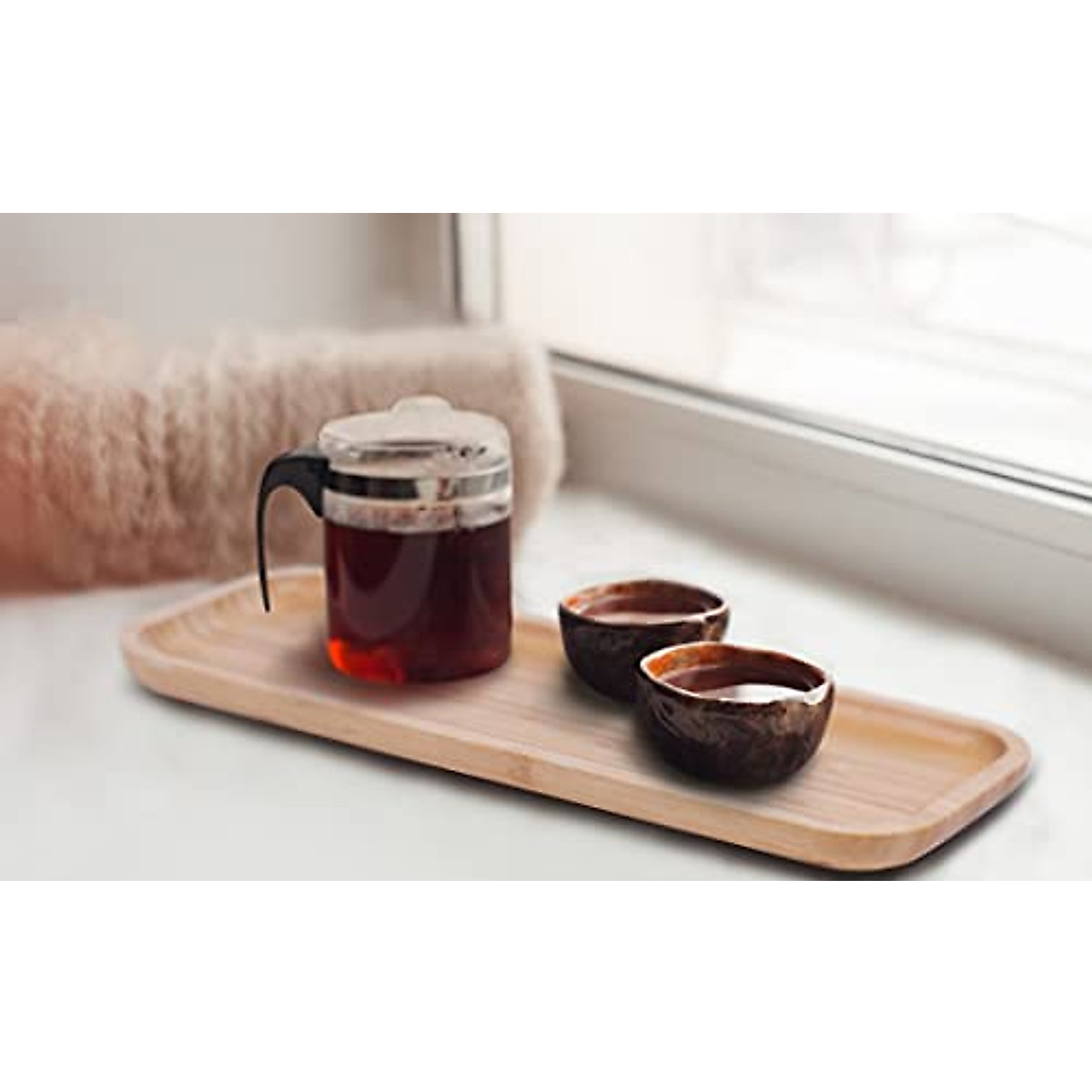 Bamboo Tray Bamboo Plates 13.8 x 5.9 x 1 Inches Serving Tray Elegant Appetizer Plates Steak Plate Coffee Tea Serving Tray Fruit Platters Party Dinner Plates Sour Candy Tray