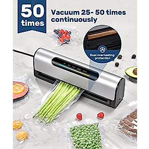 Vacuum Sealer Machine, 95Kpa Full Automatic Food Vacuum Sealer for Food Preservation & Sous Vide, with Astonishing Large LED Screen, 5 Vacuum Sealer Bags, Dishwashable Drip Tray, 15.15in