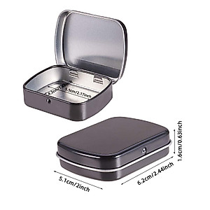 BENECREAT 12 Pack 2.5x2x0.6" Black Rectangular Metal Hinged Tins Storage Containers for Candy Crafts Pins and Home Kitchen Office Storage