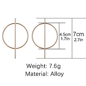 Shegirl Bar Hoop Earrings Big Round Circle Earrings Geometric Circle Stick Earrings Gold Fashion Jewelry for Women Gift (Gold)