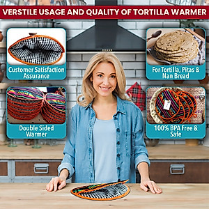 AXIE - Tortilla Warmer – Insulated Tortilla Keeper – Microwaveable Tortilla Warmer Pouch - Keep Tortilla Warm Up to One Hour – Holds Up to 12 tortillas (10 inch) - 80% Cotton