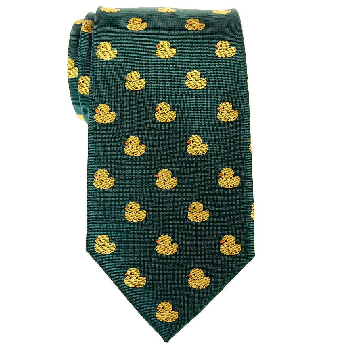 Retreez Classic Rubber Duck Woven Microfiber Men's Tie - Green