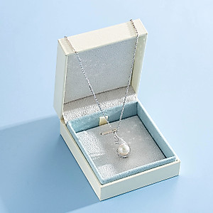 FANCIME June Birthstone Necklace Phoenix Pearl Necklace 9-10mm Genuine Freshwater Pearl Sterling Silver Single Pearl Necklace Fine Jewelry for Women