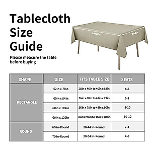 Easy-Going Faux Linen Waterproof Spill-Proof Tablecloth Stain Resistant Rectangle Table Cloth Wrinkle Free Decorative Fabric for Kitchen, Dining, Party, Weddings, Restaurants (52x70 in, Linen)