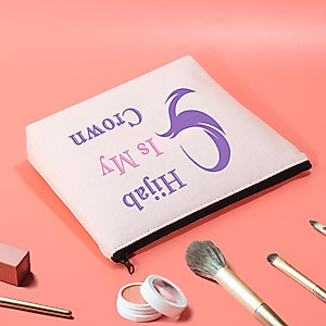 JXGZSO Islamic Religion Gift Hijab Is My Crown Cosmetic Organizer Muslim Women Make Up Bag Hijab Themed Gift