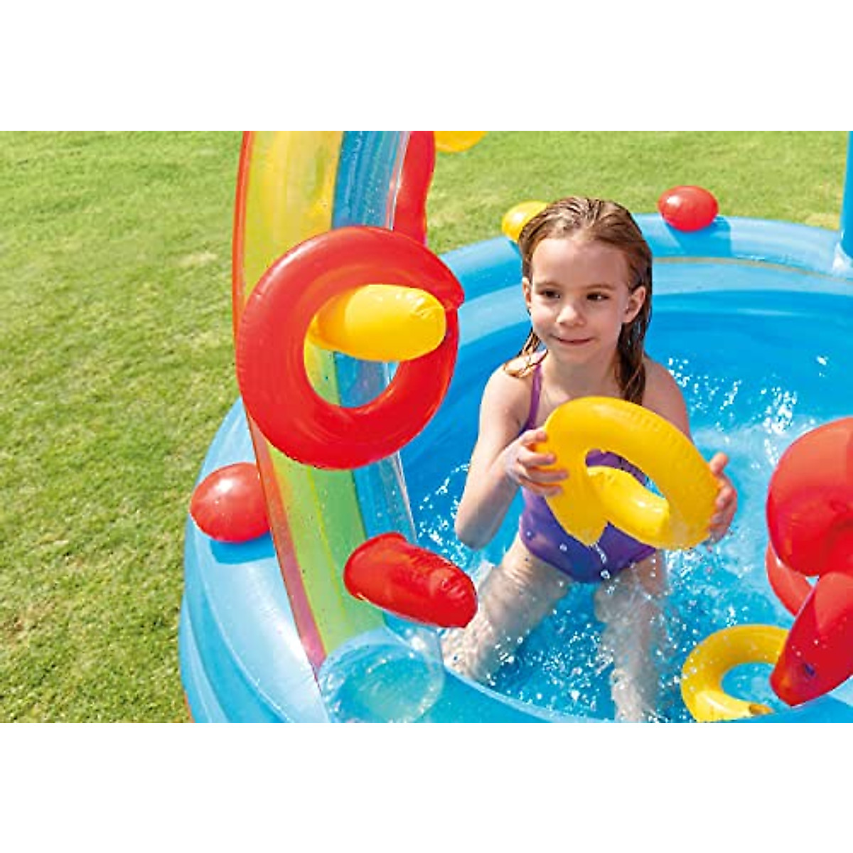 Intex Rainbow Ring Inflatable Play Center, 117" X 76" X 53", For Ages 2+
