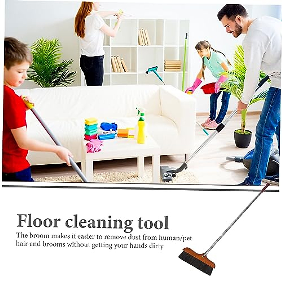 Horsetail Broom Household Cleaning Tools Brooms Flooring Industrial Broom Sweeping Brush Floor Wiper Scraper Long Handle Broom Stable Broom Stainless Steel Broom Wooden Outanaya