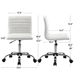 Low-Back Ribbed Faux Leather Office Desk Chair, Adjustable, Swivel, Armless