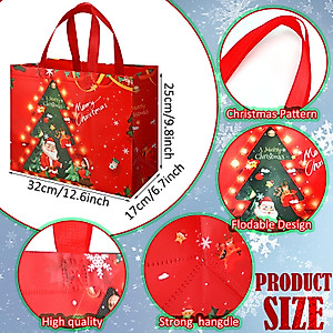 Sadnyy 80 Pcs Large Merry Christmas Gift Bags Bulk 12.6 x 9.84 x 6.69 Inch Christmas Tote Bags Reusable Holiday Treat Bags with Handle Santa Snowman Deer Non Woven Shopping Bag for Xmas Party Supplies
