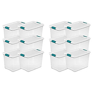 Sterilite Multipurpose 25 Quart Capacity Clear Plastic Storage Tote Home and Office Organization Bins with Latching Lids and Handles, (12 Pack)