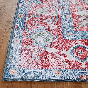 Superior Indoor Large Area Rug, Non-Slip Backing, for Kids or Pets, Entryway, Living Room, Kitchen, Dorm, Bedroom, Hallway, Machine Washable, Floor Cover, Rustic, Tanager Collection, 10' x 14', Red