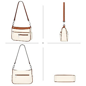 Over Earth Genuine Leather Shoulder Bag Small Crossbody Handbags for Women Ladies Purse(O131E Beige/Brown)