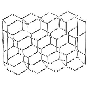 mDesign Metal Hexagon 3-Tier Wine Rack - Minimalist Bottle Holder for Kitchen Countertop, Pantry, or Refrigerator Space - Wine, Beer, Pop/Soda, Water Bottles, and Juice - Holds 11 Bottles - Chrome