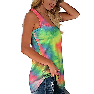 Tank Tops for Women =Summer Plus Size Workout Tops for Women Tie Dye 3X