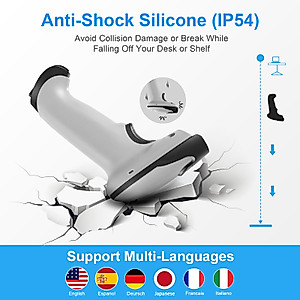 Barcode Scanner with Stand, JRHC Wireless 1D Laser Bar Code Scaners 2.4G Wireless & USB Wired Connection Plug and Play Handheld Bar Code Reader