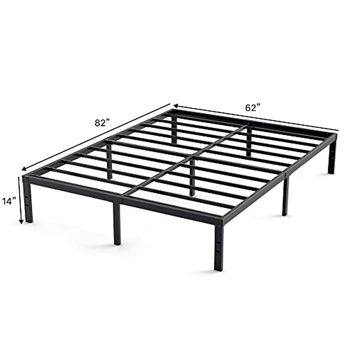 Minimalist Studio Metal Bed Frame – Heavy Duty Mattress Foundation with Anti-Slip Steel Slat Support, Durable Platform Base with Underbed Storage, Easy Assembly (Queen)