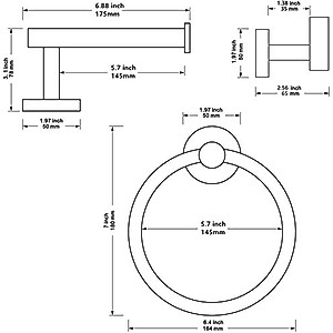 Ntipox 4 Piece Brushed Gold Stainless Steel Bathroom Hardware Set Include Hand Towel Ring, Toilet Paper Holder,and 2 Robe Towel Hooks,Bathroom Accessories Kit