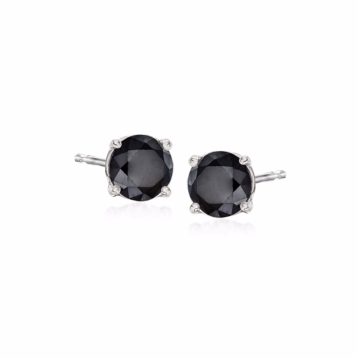Ross-Simons 1.00 ct. t.w. Black Diamond Stud Earrings in Sterling Silver