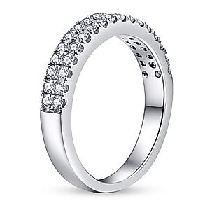 AVECON 925 Sterling Silver Womens Wedding Band Round 5A Cubic Zirconia Eternity Engagement Ring Sterling Silver Infinity Ring Size 9