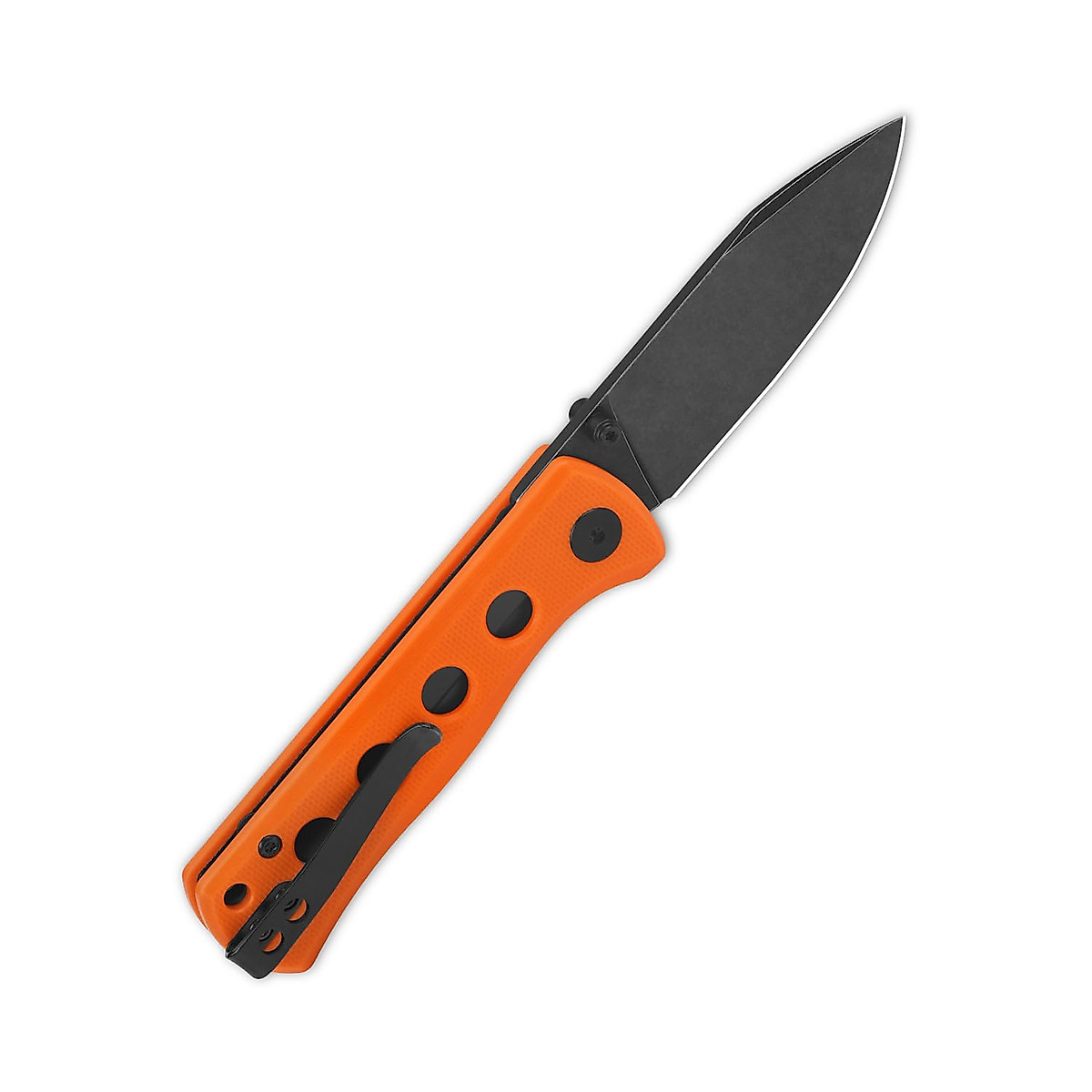 QSP KNIFE CANARY FOLDER POCKET KNIFE, SHARP 14C28N BLADE with COLORFUL G-10 HANDLES (blackwash blade, orange G-10 handle)