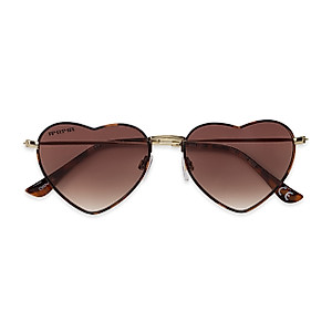 Foster Grant Sun Luv Only Love Here Heart Sunglasses, Gold, 54mm