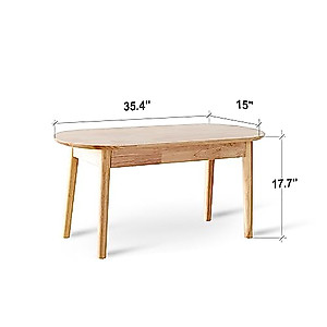 Livinia Aslan 35" Malaysian Oak Round Wooden Dining Bench/Solid Wood Bedroom Entry Way Kitchen Corridor Bench (Natural Oak)