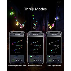 Flacchi 50Ft RGBw Smart String Lights Outdoor with Rope Fairy, Bluetooth APP & Remote Control, Color Changing Dimmable G40 Patio Lights for Balcony, Backyard, Party, Bistro, Holidays