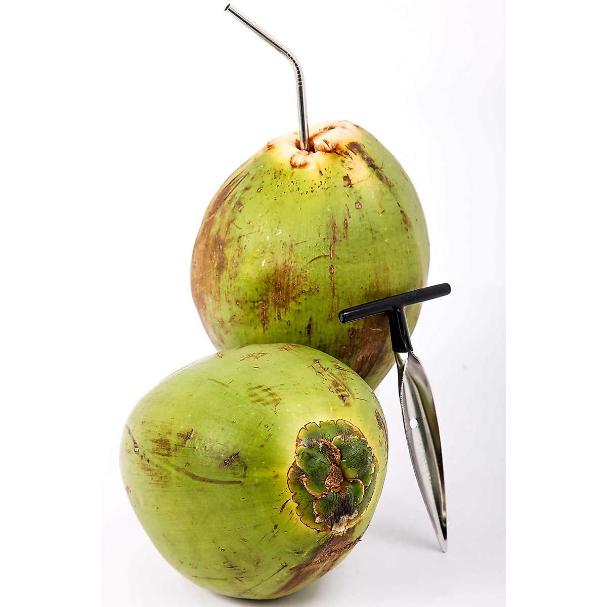 2 qty - Ken's CocoMon Coconut Opener Tool for Fresh GREEN Young Fruit Black Rubber Handle EZ Easy Grip SAFE (2 CocoMons)