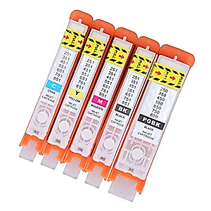Walfront 5Pcs Ink Cartridge for PIXMA Ink Cartridge Replacement IP7250 MG6350 MG5450 MX925 MX725 MG6450 MG5550 IX6850 Printers