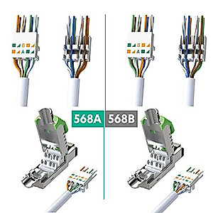 LINKUP - RJ45 Connectors Cat6A (12 Pack) Shielded Zinc-Alloy Housing Modular Termination Plug | 10G Easy Internet Tool Free Plugs | for Cat6A up to 22AWG Solid Bulk S/FTP Ethernet Cable [Black]