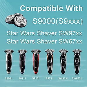 SH90 Replacement Rotary Heads for Philips Norelco Shavers Series 9000, New Version of Metal Wheel Buckle and Upgrade Double-Layer Precision Blades