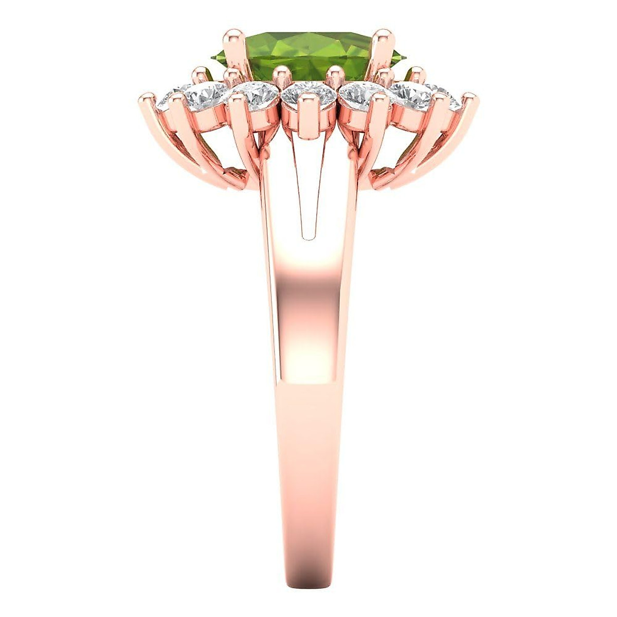 Clara Pucci 2.36 ct Oval Cut Solitaire W/Accent Halo Genuine Natural Peridot Wedding Promise Anniversary Bridal Ring 18K Rose Gold 3.5