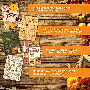 Thanksgiving Cards for Business & Family (Variety Pack of 5 Designs of Thanks) Greeting Card Set Pack of 20 Thanksgiving Cards with Envelopes (5x7 inch - A7) Office, Work, Employees & Clients VP2403