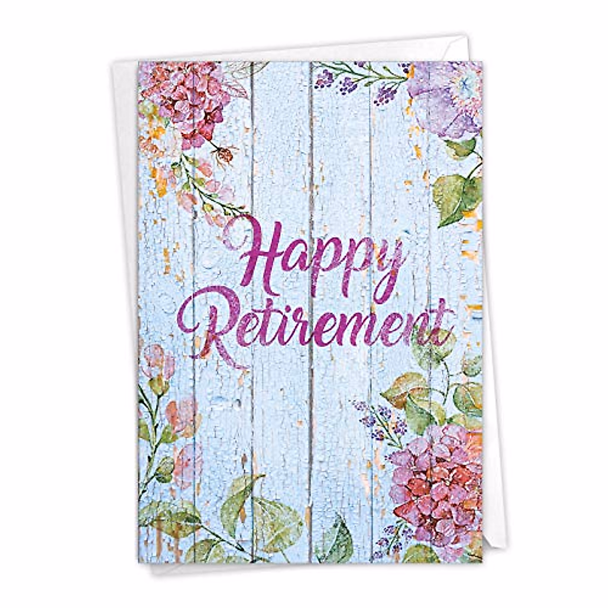 NobleWorks, Blooming Driftwood Retiree -Happy Retirement Greeting Card with Envelope - Beautiful Vintage Wood, Flower Congrats Notecard C6108JRTG