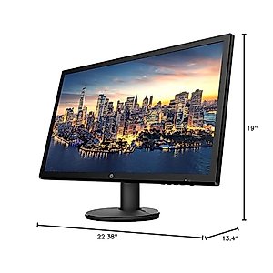 HP V24 FHD 1920x1080 Monitor Bundle with HDMI, FreeSync, Low Blue Light, and Mini Bluetooth Speaker for Professional Sound, Built-in Microphone and Remote Shutter for Photos