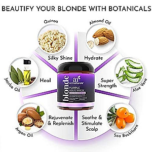 Artnaturals Purple Hair Mask for Blonde, Silver & Platinum Hair - Removes Yellow Brassy Color, Repairs Dry & Bleached Hair - Deep Conditioning Treatment Hair Moisturizer - Sulfate Free (8 Oz/226g)