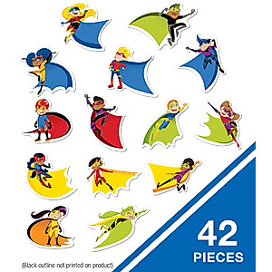 Carson Dellosa 42 Piece Superhero Kid Bulletin Board Cutouts, Super Hero Classroom Cutouts for Superhero Party Decorations and Room Décor, Comic Boards, Classroom Labels, and Classroom Décor