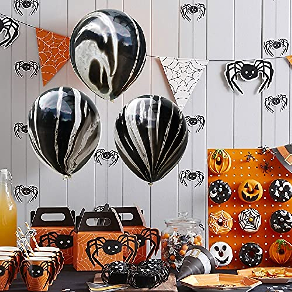 50pcs Black Marble Balloons 12 Inch Marble Agate Latex Balloons for Black White Birthday Party Tie Dye Balloons Decoration Easter New Year Wedding Baby Shower Halloween Festival Photobooth