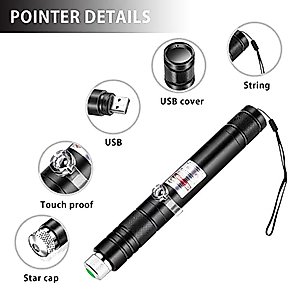 AYZUTQL Green High Power Laser Pointer Long Range Strong Beam Laser Pointer Rechargeable,Green Laser Pointer High Power Laser Pointer Pen for Pointer Laser Lazer Pointer l
