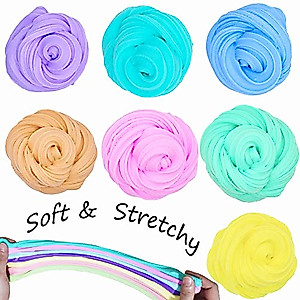 QPOFTYJ Butter Slime Kit for Kids, 7 Pack Two-Toned Colorful Stress Relief Toys, Birthday Gifts, Party Favors for Girl Boys 6 7 8 9 10 11 12, Unscented