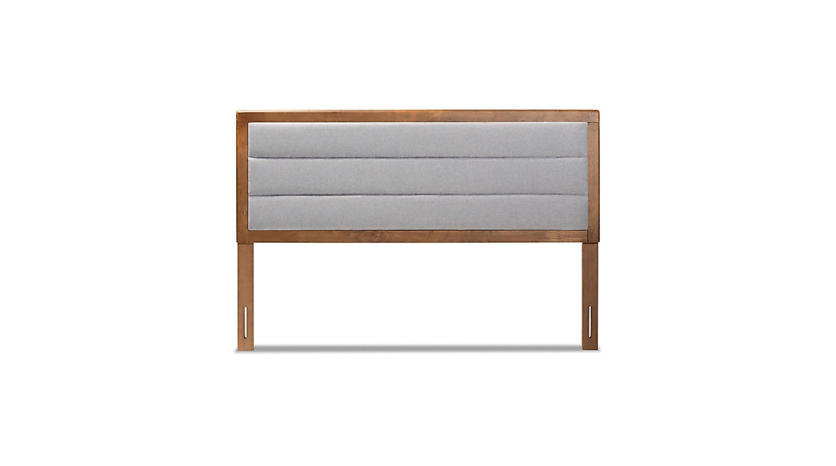 Dexter Modern Queen Headboard - Light Grey & Walnut Finish