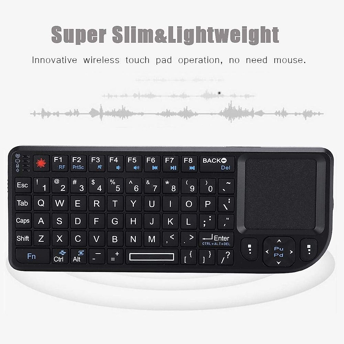 Serounder 2.4GHz Touchpad Keyboard,RT-MWK02 Mini Keyboard Rechargeable Ultra-Thin Mini USB Backlit Keyboard with IR Light for HTPC for PS3/4 for 360 and ONE(QWERTY Keypad)