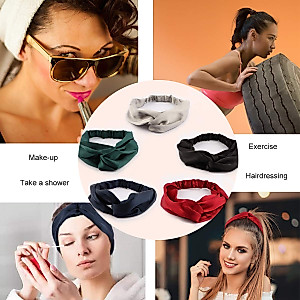 driew Satin Headband, Silk Headbands for Women Pack of 5