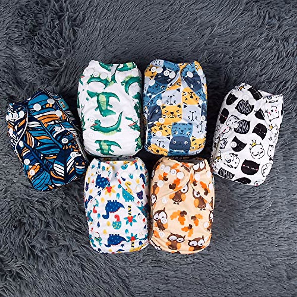 ALVABABY Newborn Cloth Diapers,Reusable Cloth Diaper for Preemie,6pcs Diaper Covers with 12 Newborn Diaper Inserts, Less Than 12pounds Baby Boy