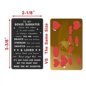 ENGZHI Stepdaughter Gifts Bonus Daughter Birthday Card - You Are Love More Than You Know - Step Adopted Daughter Gifts from Stepmom Stepdad, Like A Daughter Wallet Card