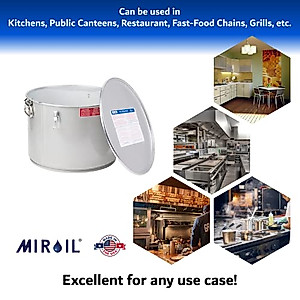 MirOil #60L - 7 Gal Grease Bucket & Oil Filter Pot, Gasket Safety Lid with Quick Lock Clips, For Fryer Oil Capacity Up to 55 lbs. Low Profile To Fit Under Drain Valves, For Filtering of Hot Oil