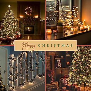 OZS Connectable Outdoor String Lights Waterproof, 2Pack 164ft 400 LED Christmas Tree Lights, 8 Modes Green Wire String Lights for Holiday Party Christmas Decorations, Warm White